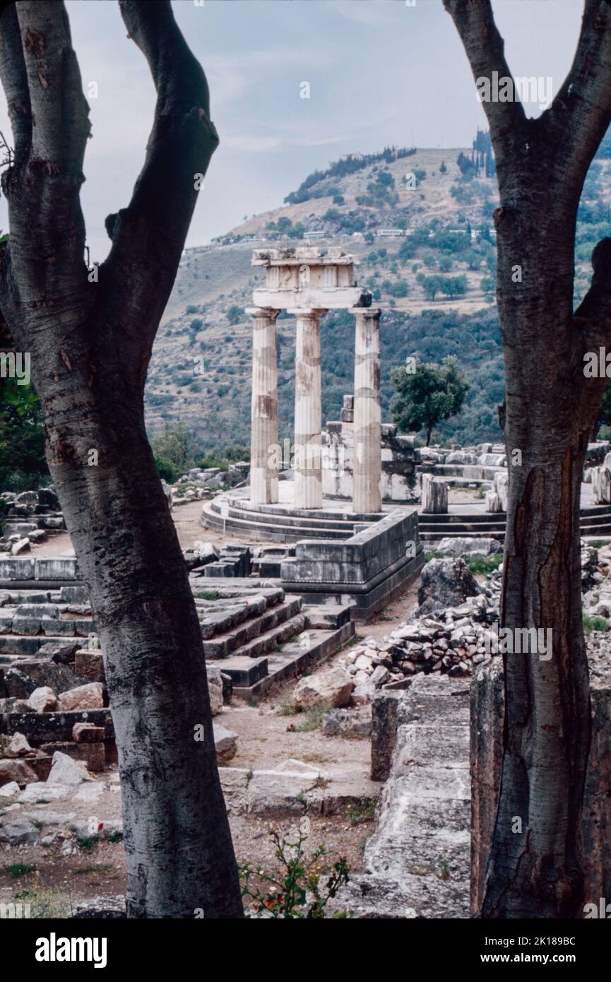 Temple of Athene at Delphi, ancient town and seat of the most important ...