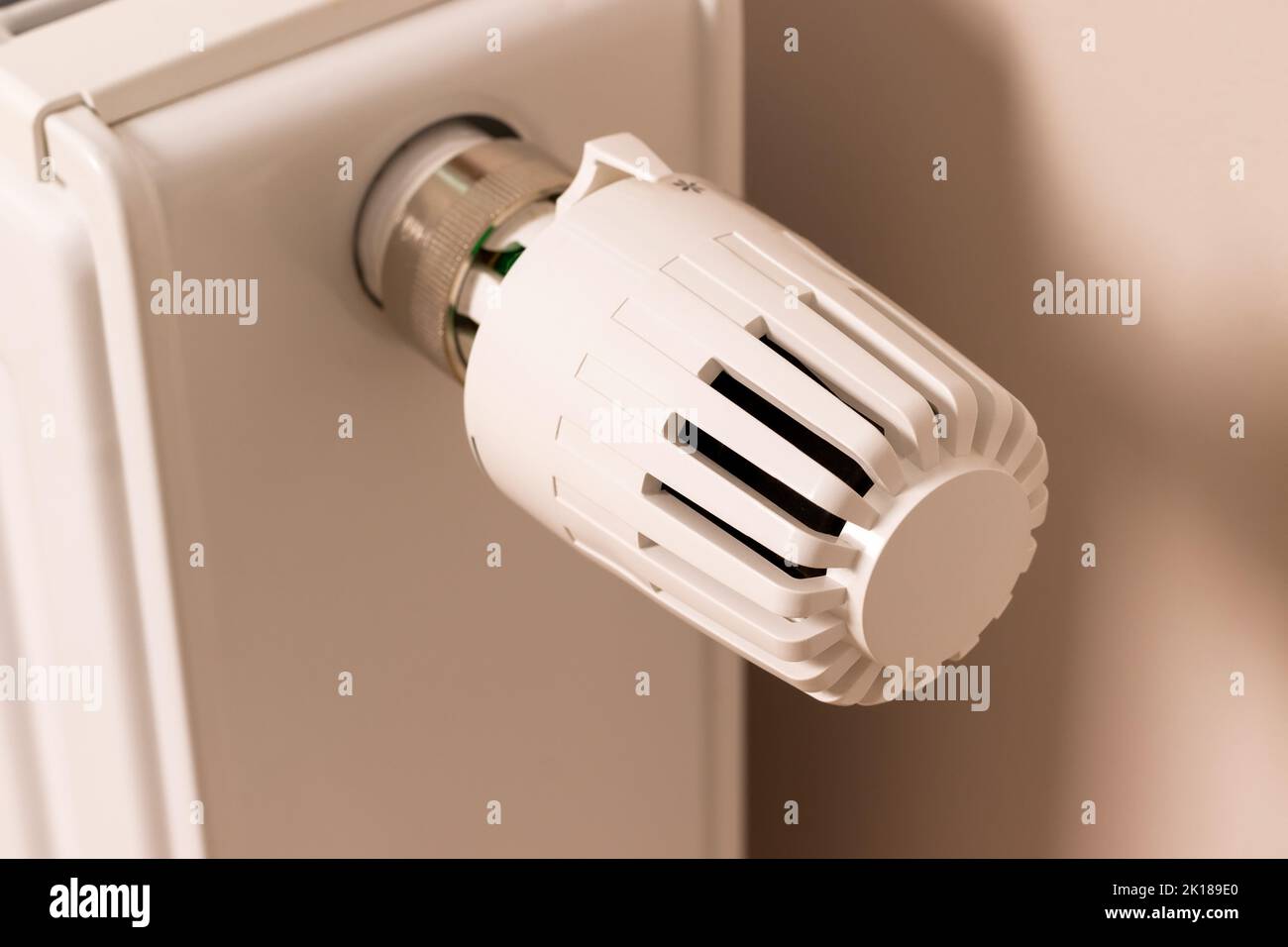 Control valve of home heating radiator in modern living room ...