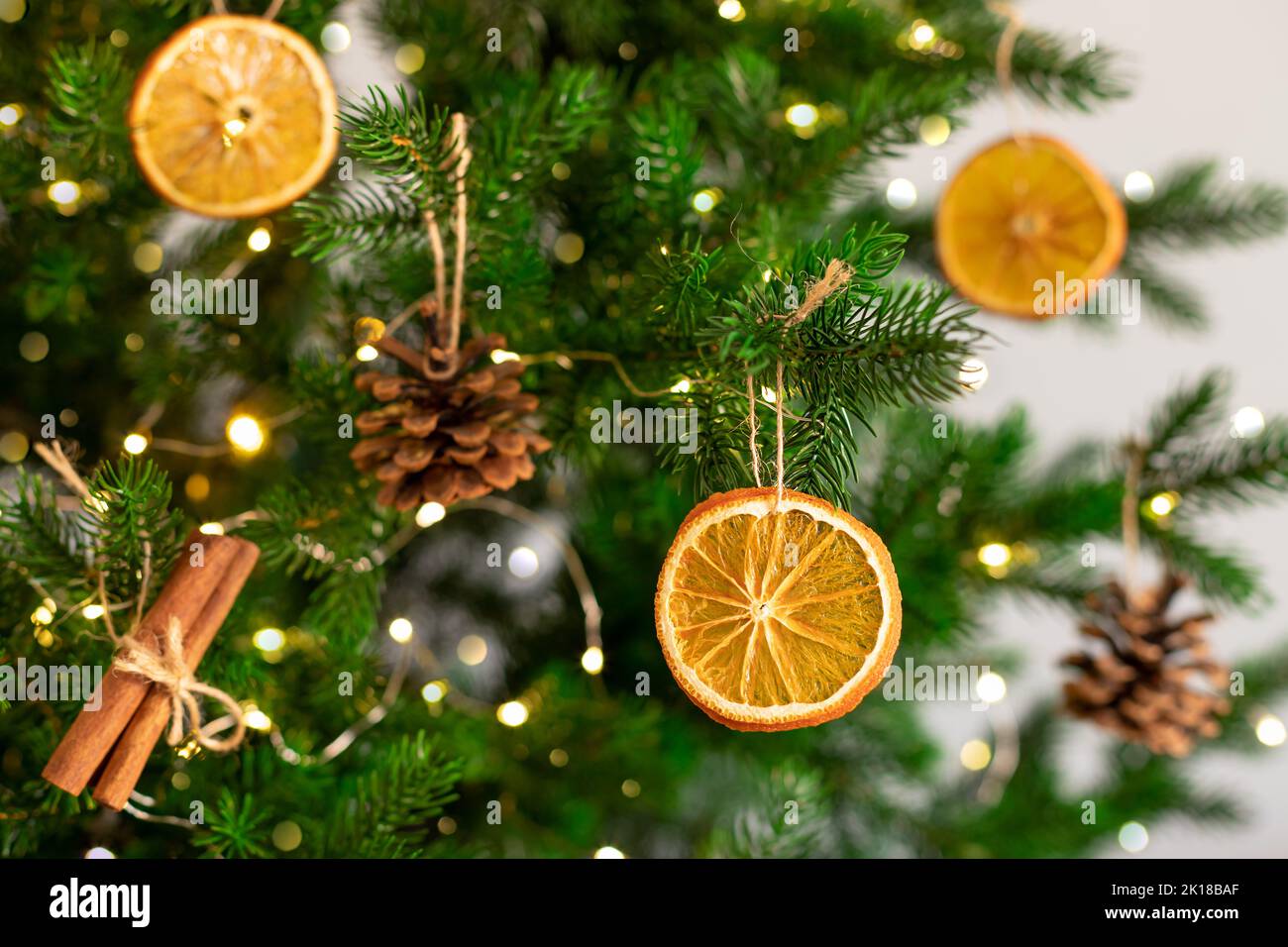 Christmas tree with natural decoration Stock Photo - Alamy