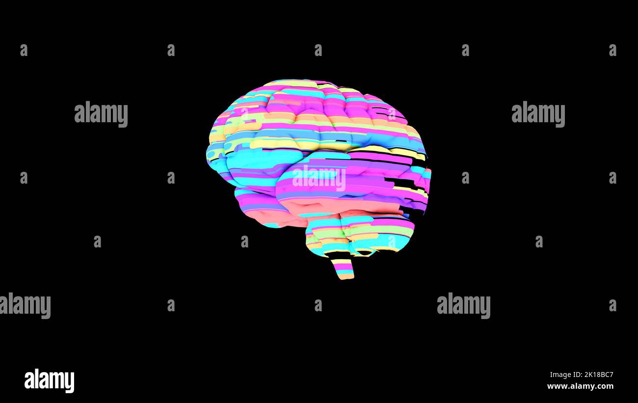 3D render of human brain with dynamic glow colourful surface Stock ...
