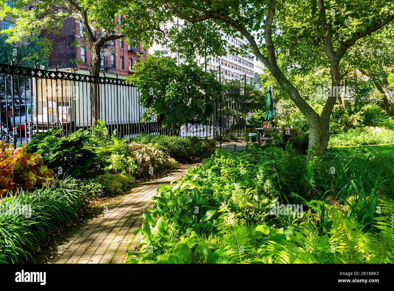 New York City, NY, USA, Wide Angle View, Public Community Gardens in ...