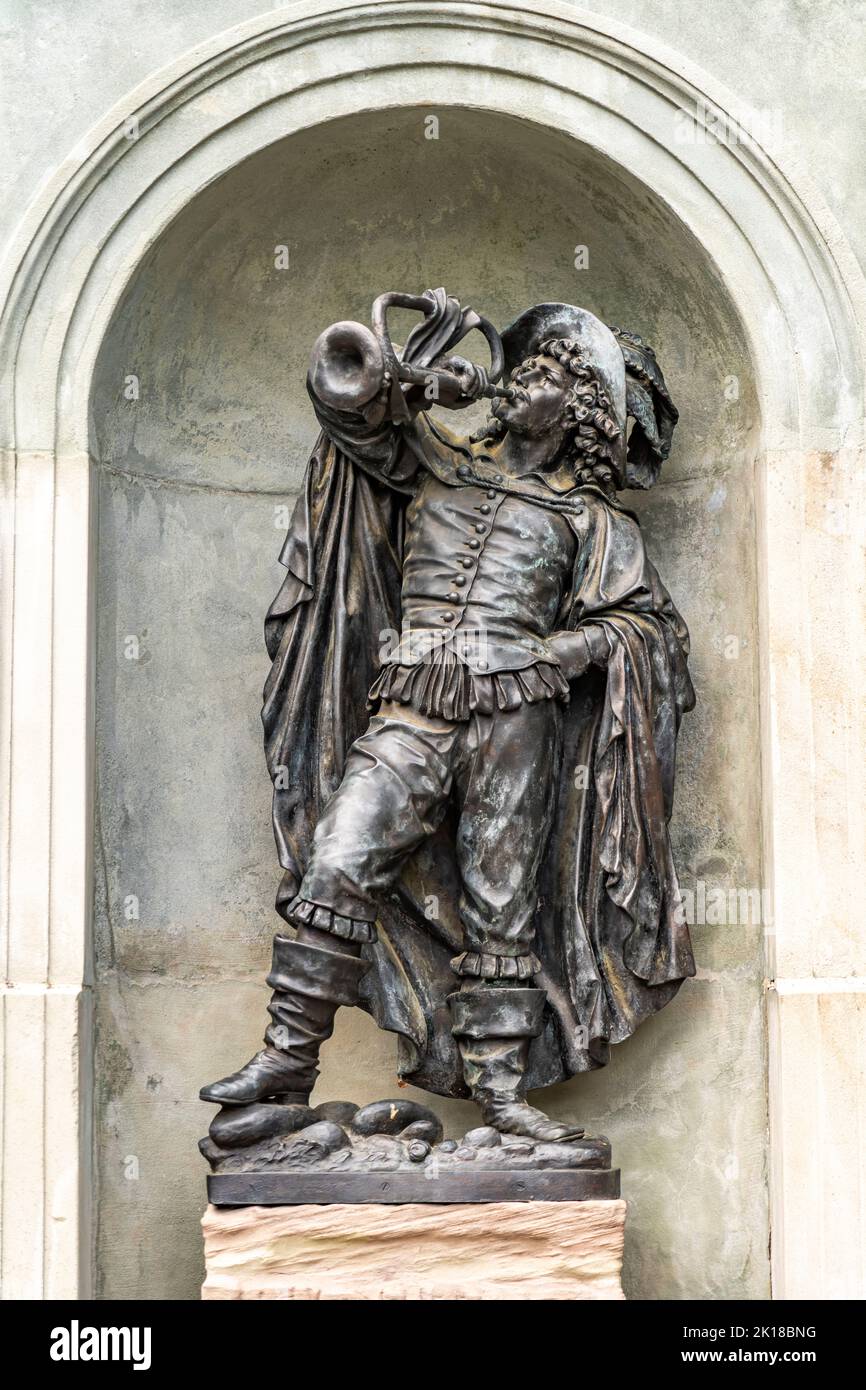 Statue des Trompeter von Säckingen im Park von Schloss Schönau, Bad ...