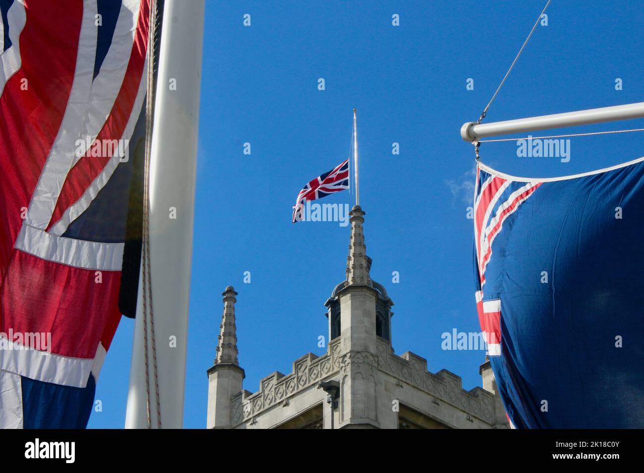 westminster abbey, parliament square with commonwealth flags; scenes ...
