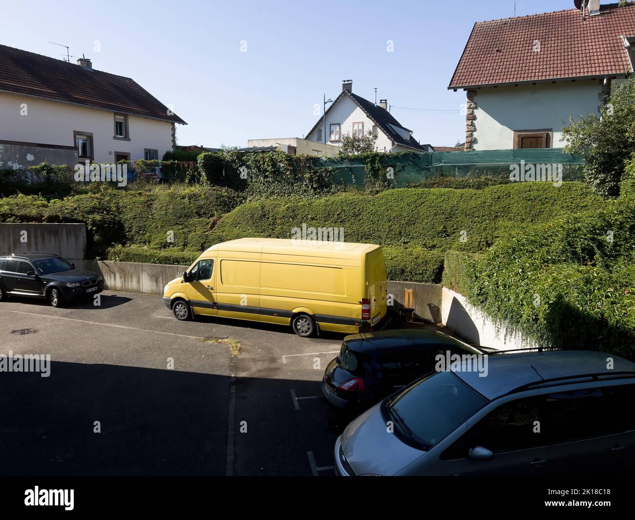 VEndenheim, France - Sep 5, 2022: View from above of multiple cars ...