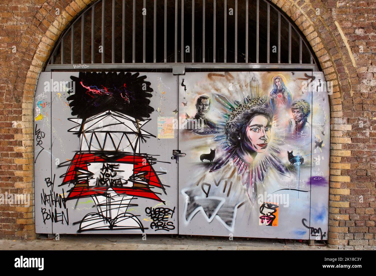 graffiti tributes to queen elizabeth 2; scenes from central london in ...