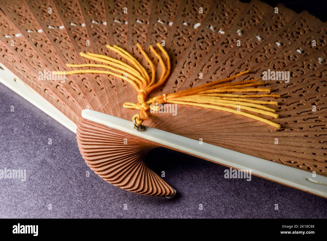 Antique wooden fan evenly spread out Stock Photo - Alamy