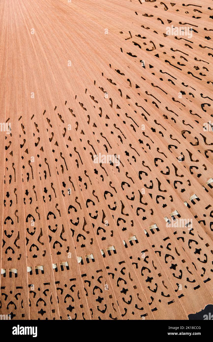 Antique wooden fan evenly spread out Stock Photo - Alamy