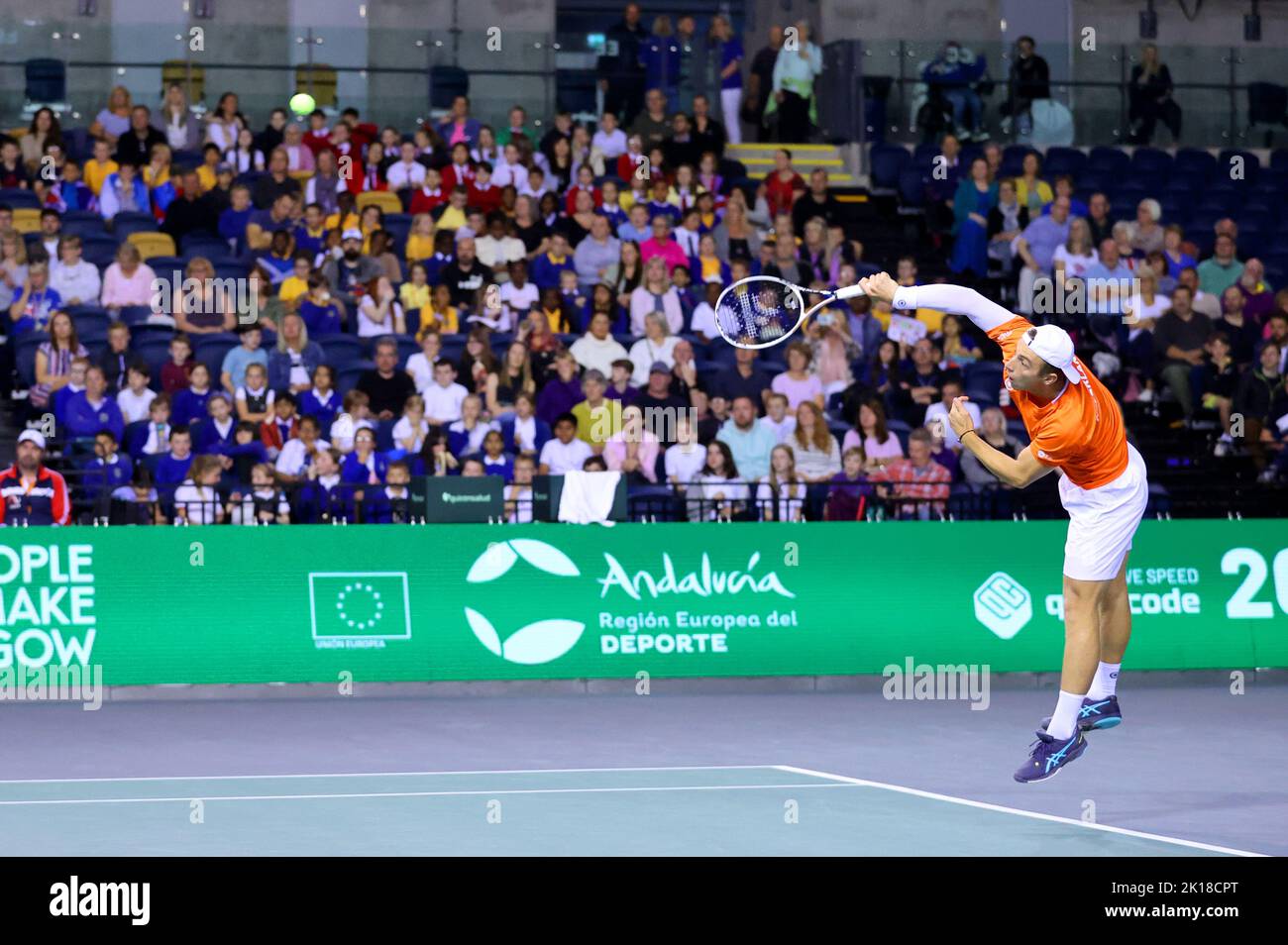 Netherlands' Tallon Griekspoor in action against Great Britain's Dan ...