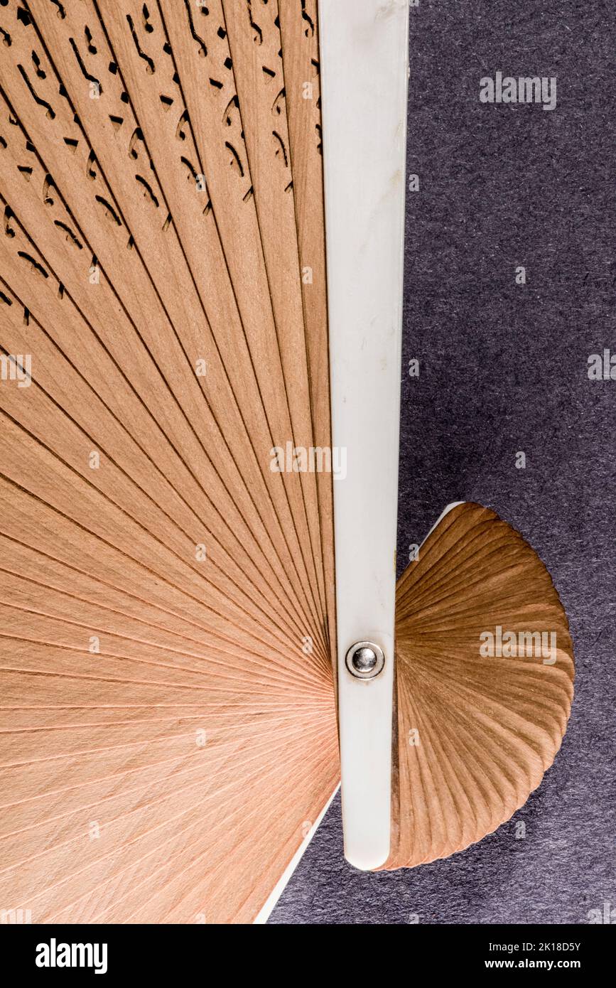Antique wooden fan evenly spread out Stock Photo - Alamy
