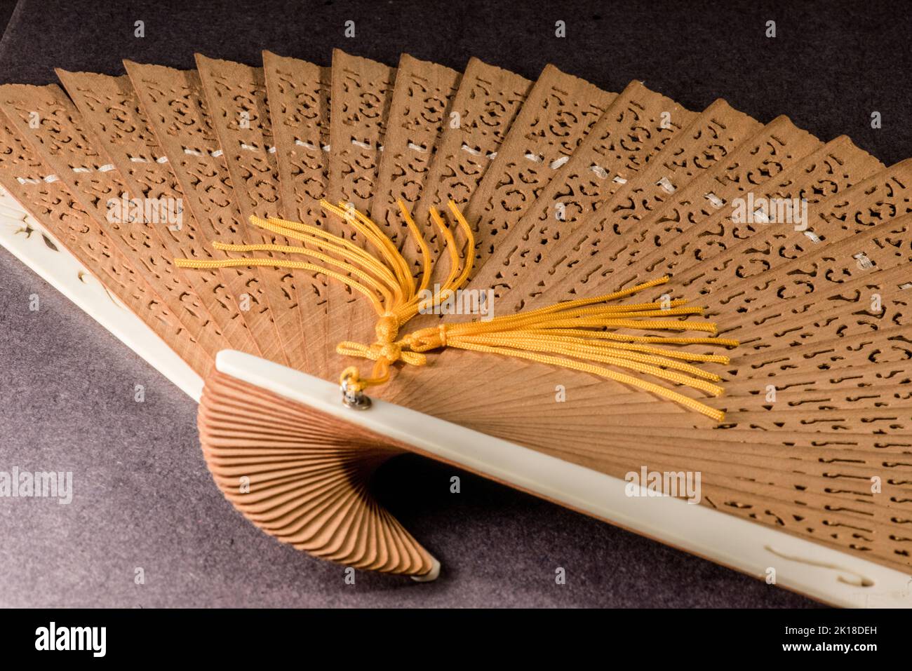 Antique wooden fan evenly spread out Stock Photo - Alamy