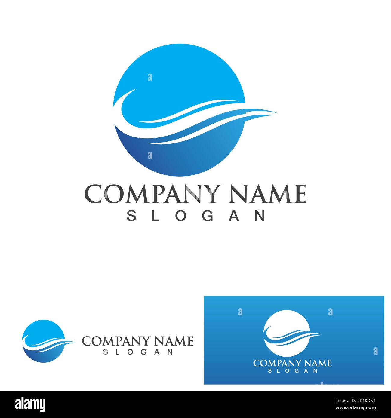 Isolated round shape logo. Blue color logotype. Flowing water image ...