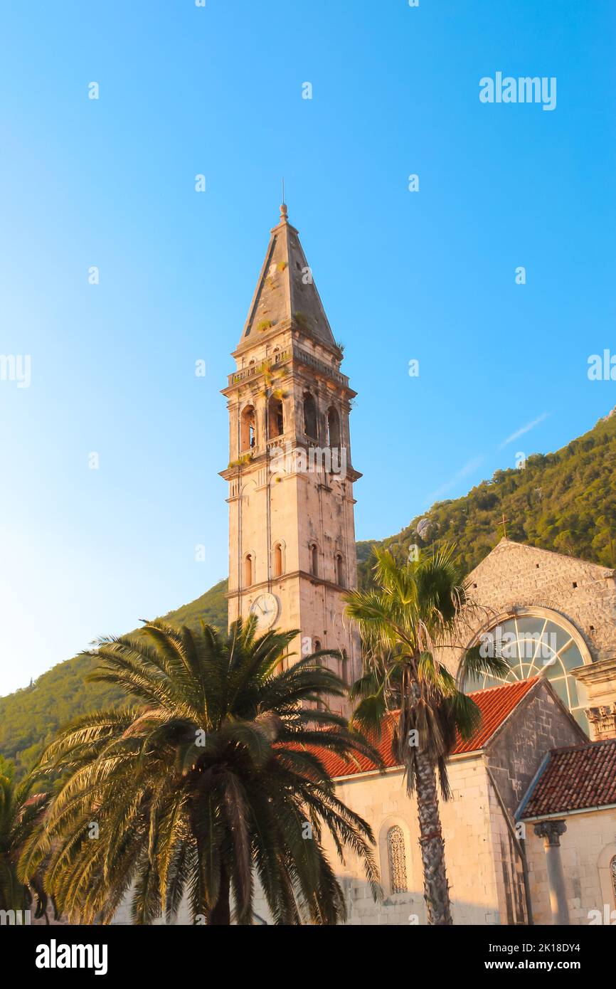 Historic town of Perast. A detailed view of the architecture of the old ...