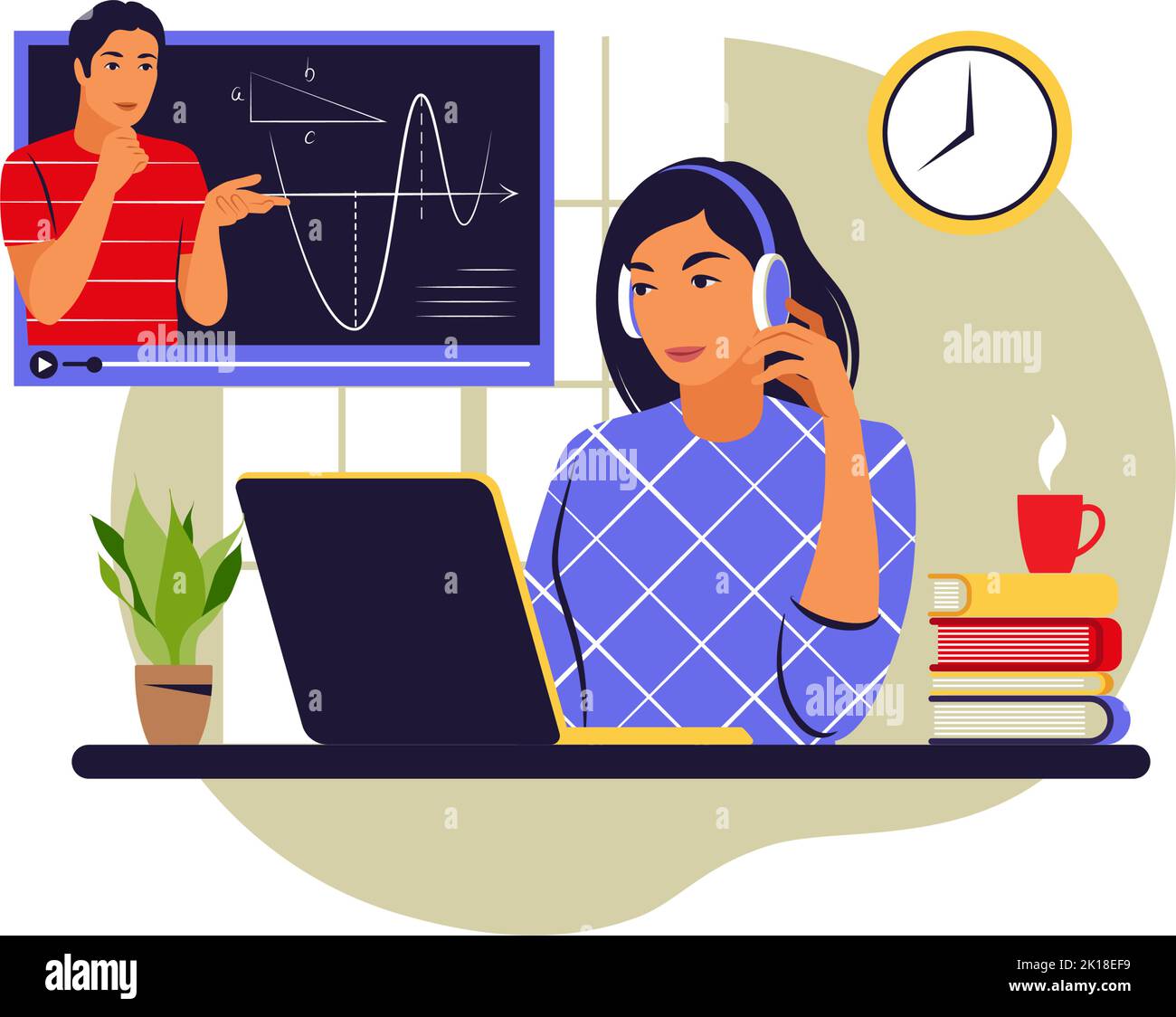 Online tutorial concept. Learning, courses, tutorials. Vector ...