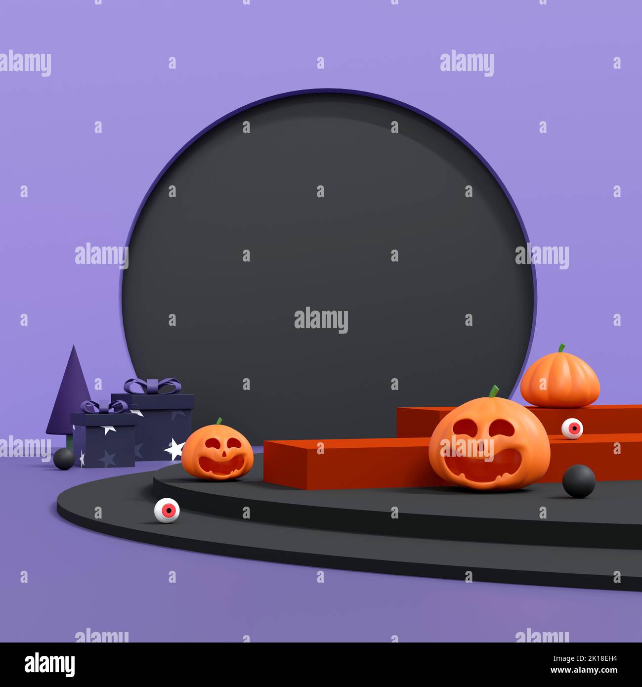 halloween background. colorful podium on stage with red and purple ...