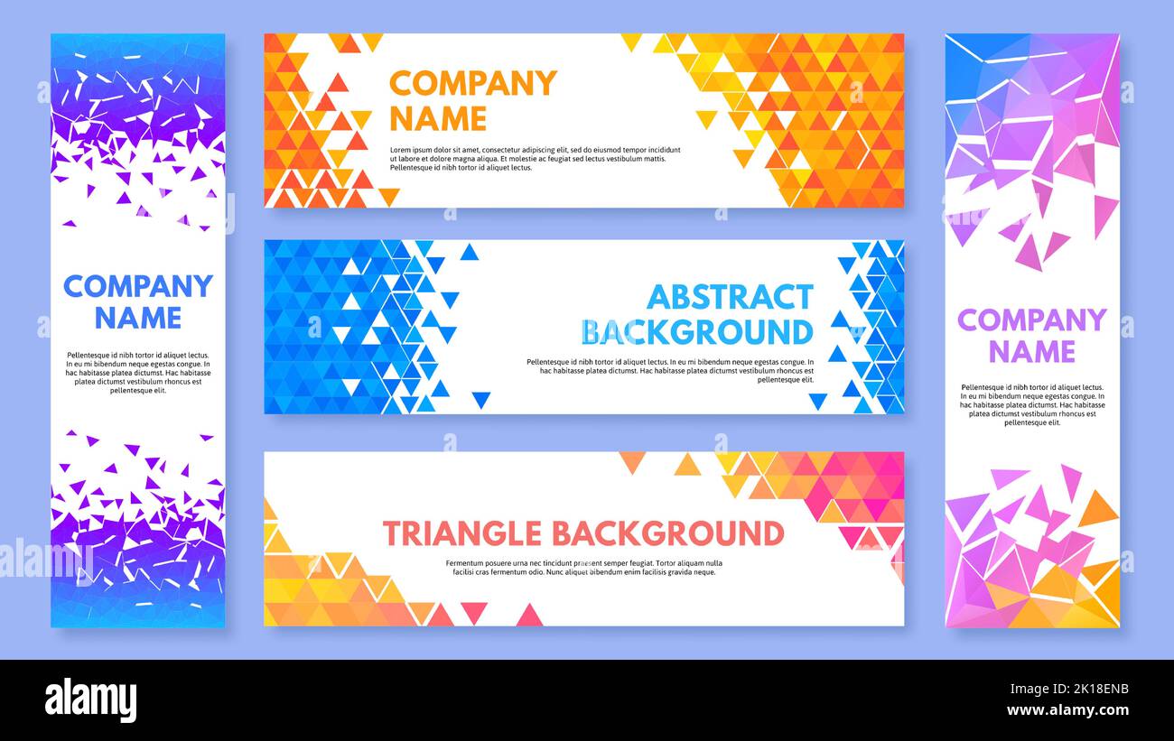 Color triangles banner. Abstract triangulation elements background ...