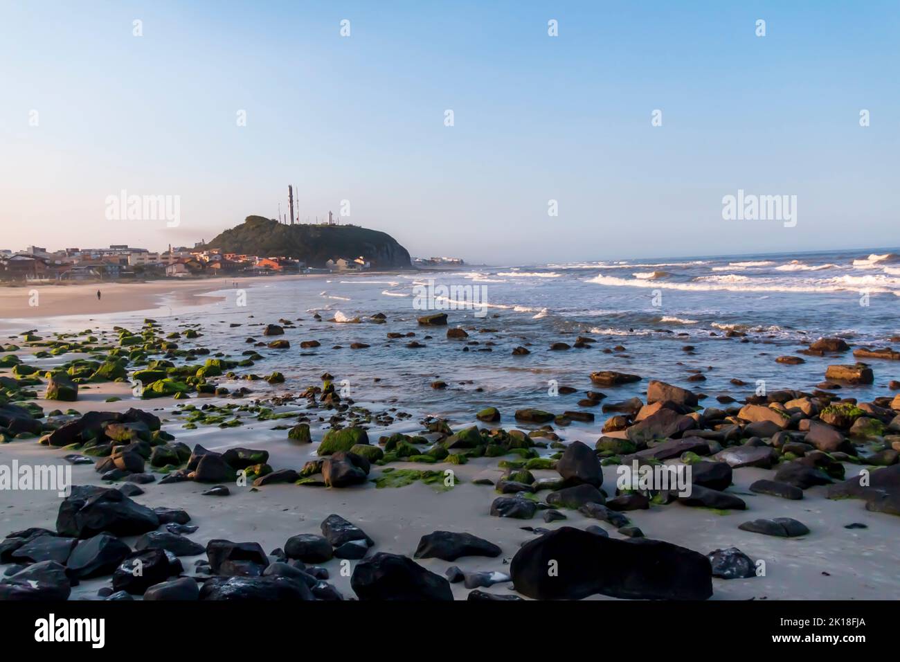 View of Cal beach, in Torres, RS, Brazil. A preserved, beautiful and ...