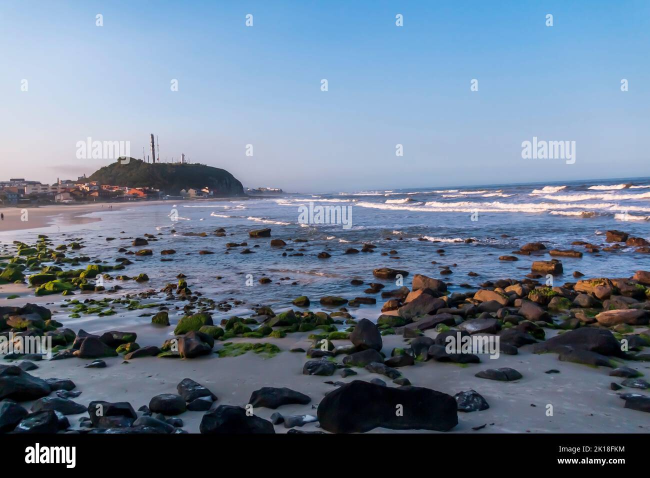 View of Cal beach, in Torres, RS, Brazil. A preserved, beautiful and ...