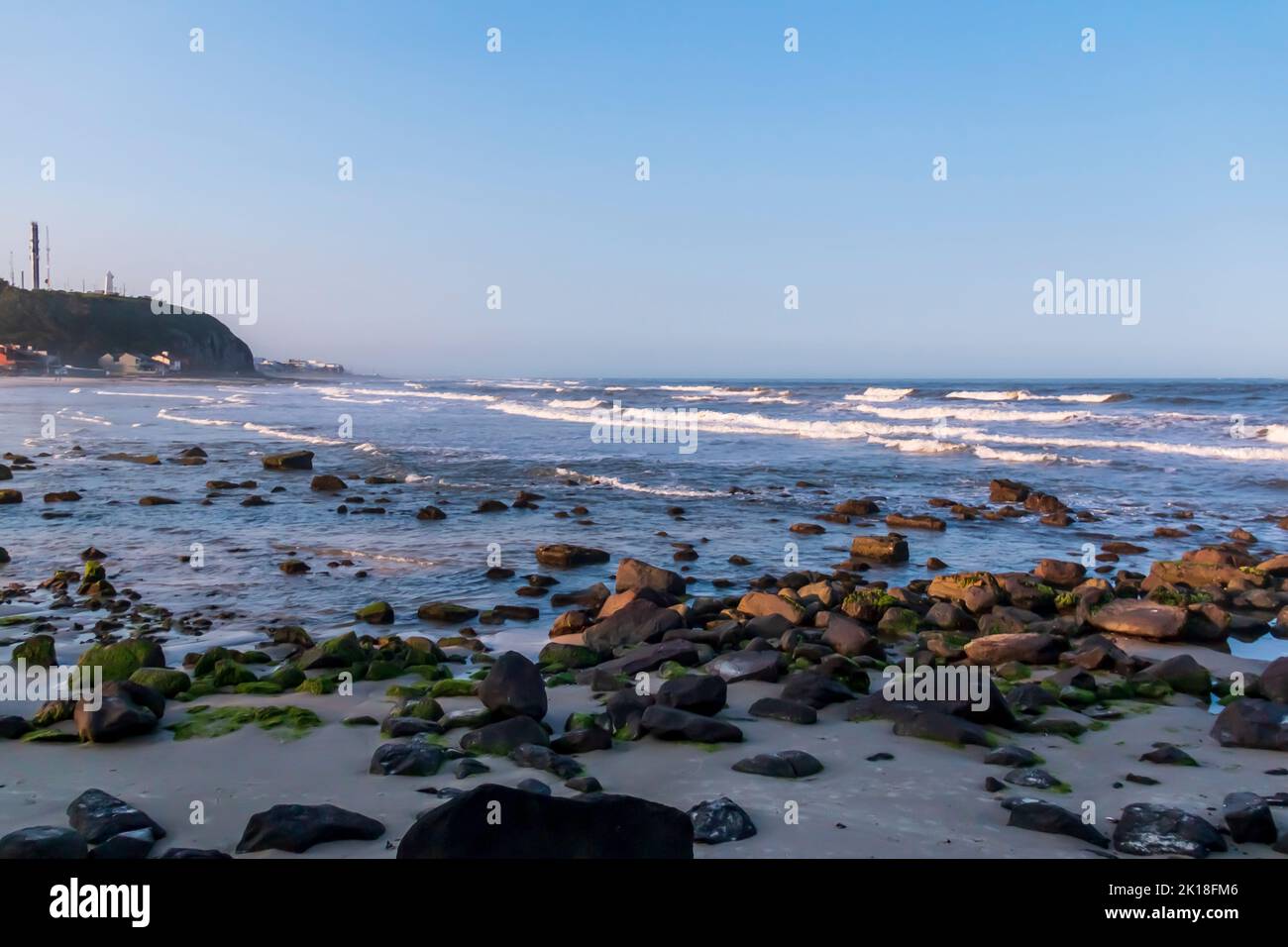 View of Cal beach, in Torres, RS, Brazil. A preserved, beautiful and ...