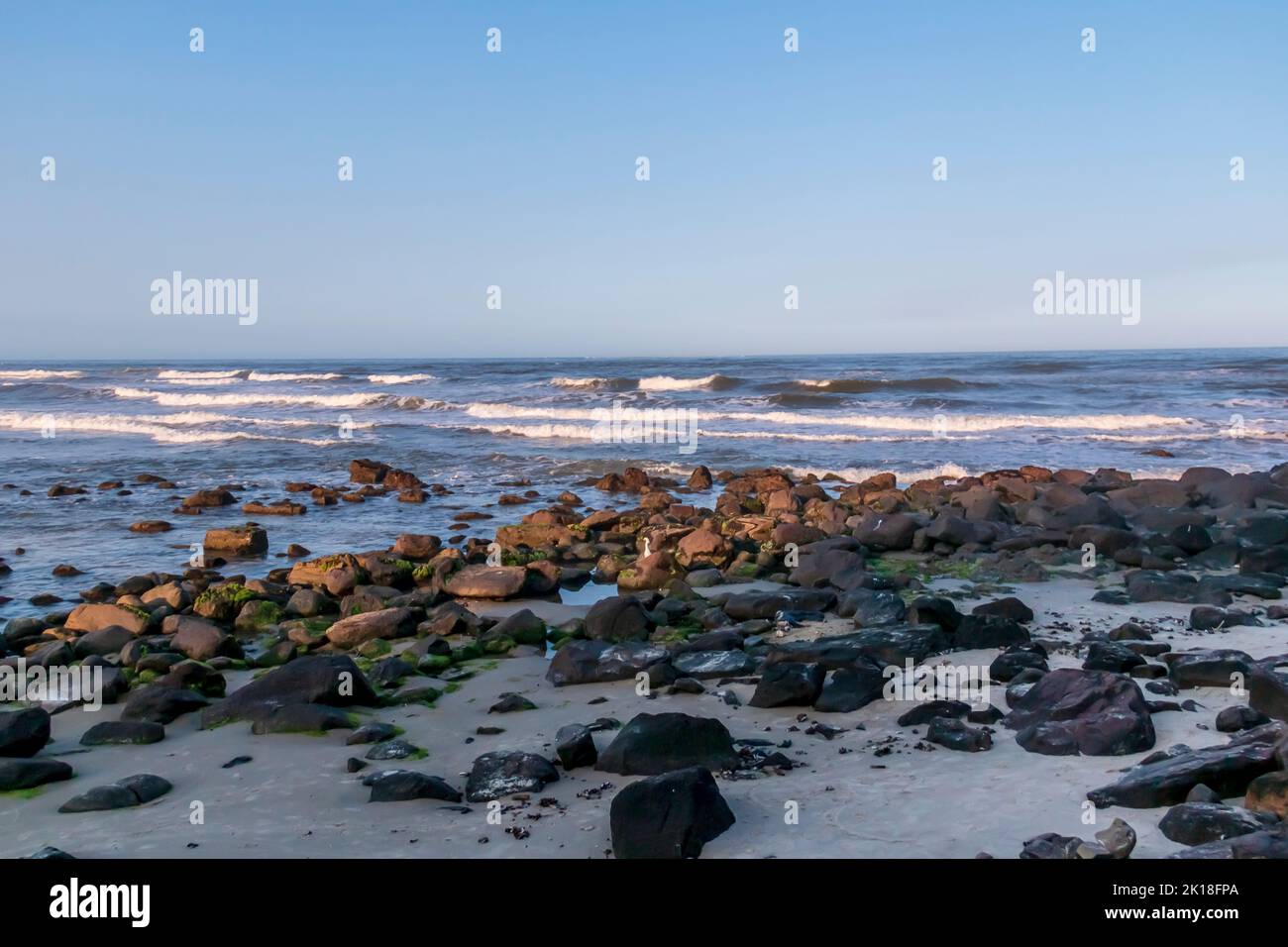 View of Cal beach, in Torres, RS, Brazil. A preserved, beautiful and ...