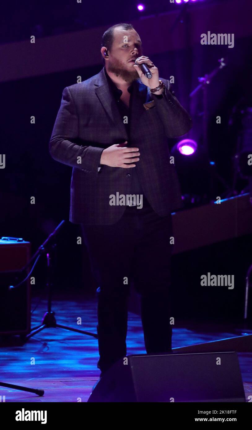 Luke Combs on stage for CMT GIANTS: VINCE GILL Stage Show, Fisher ...