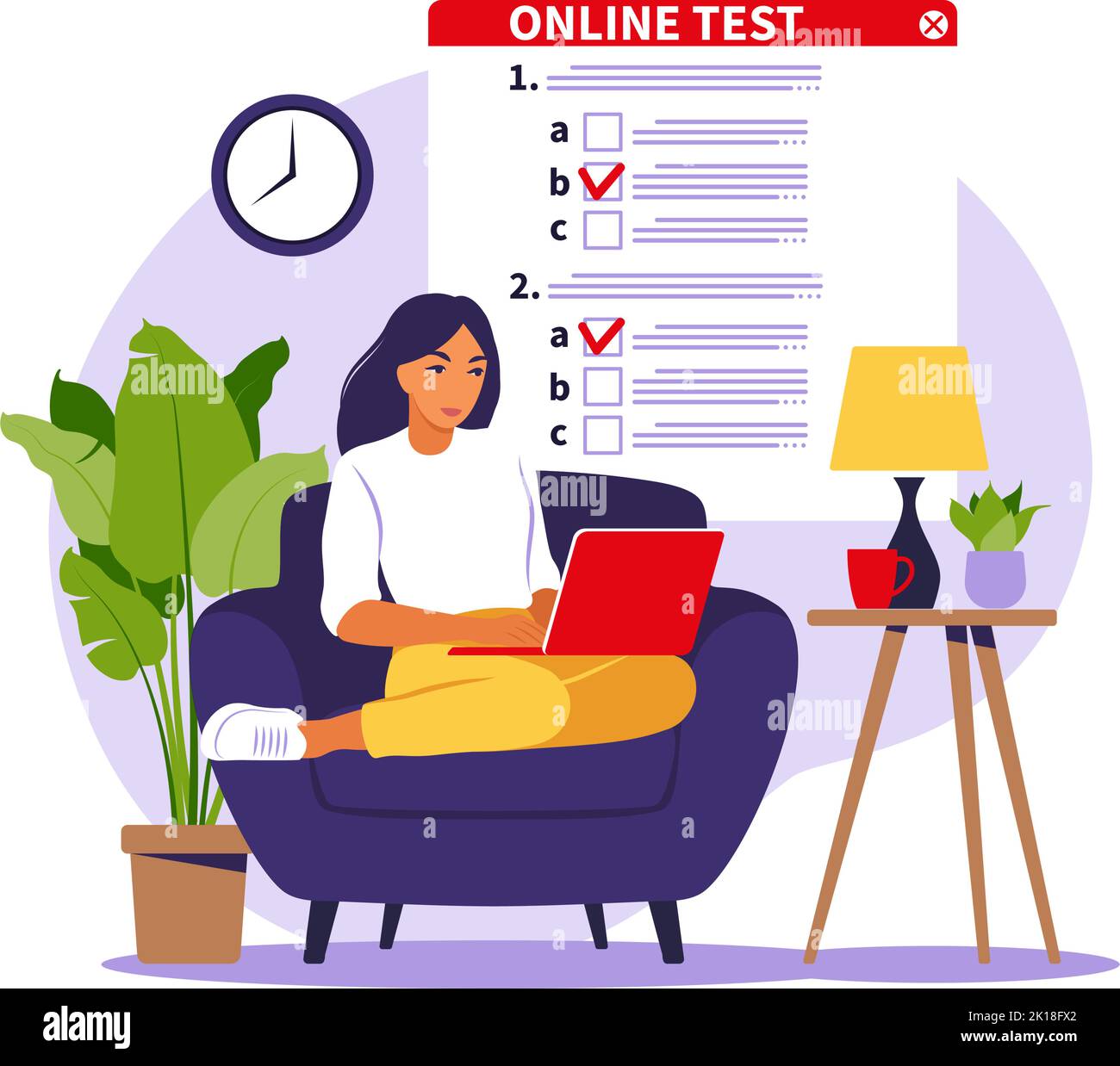 Concept online testing, e-learning, examination on computer. Vector ...