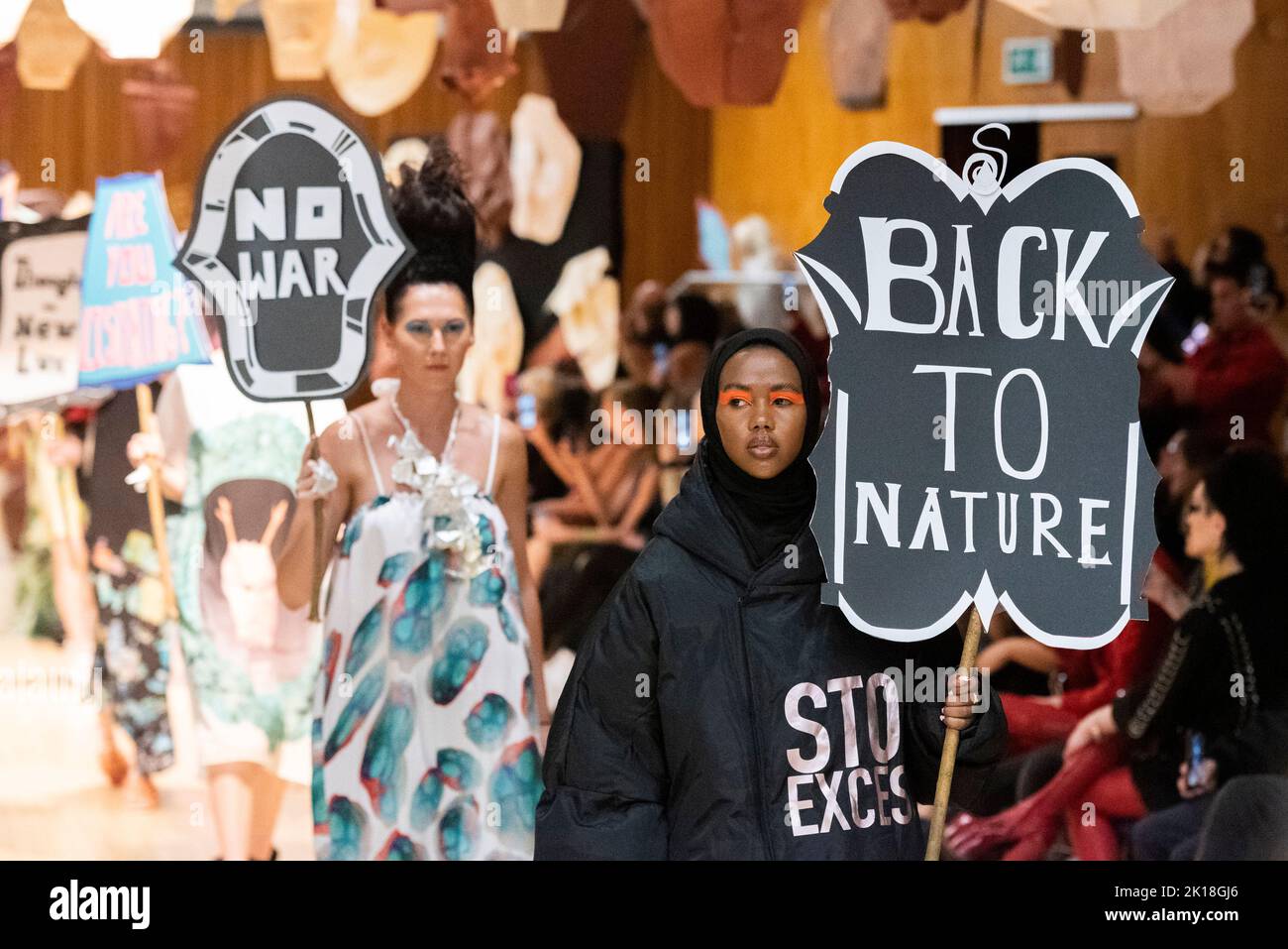 Model, modelling on catwalk for VIN+OMI 'Opinions' show for London ...