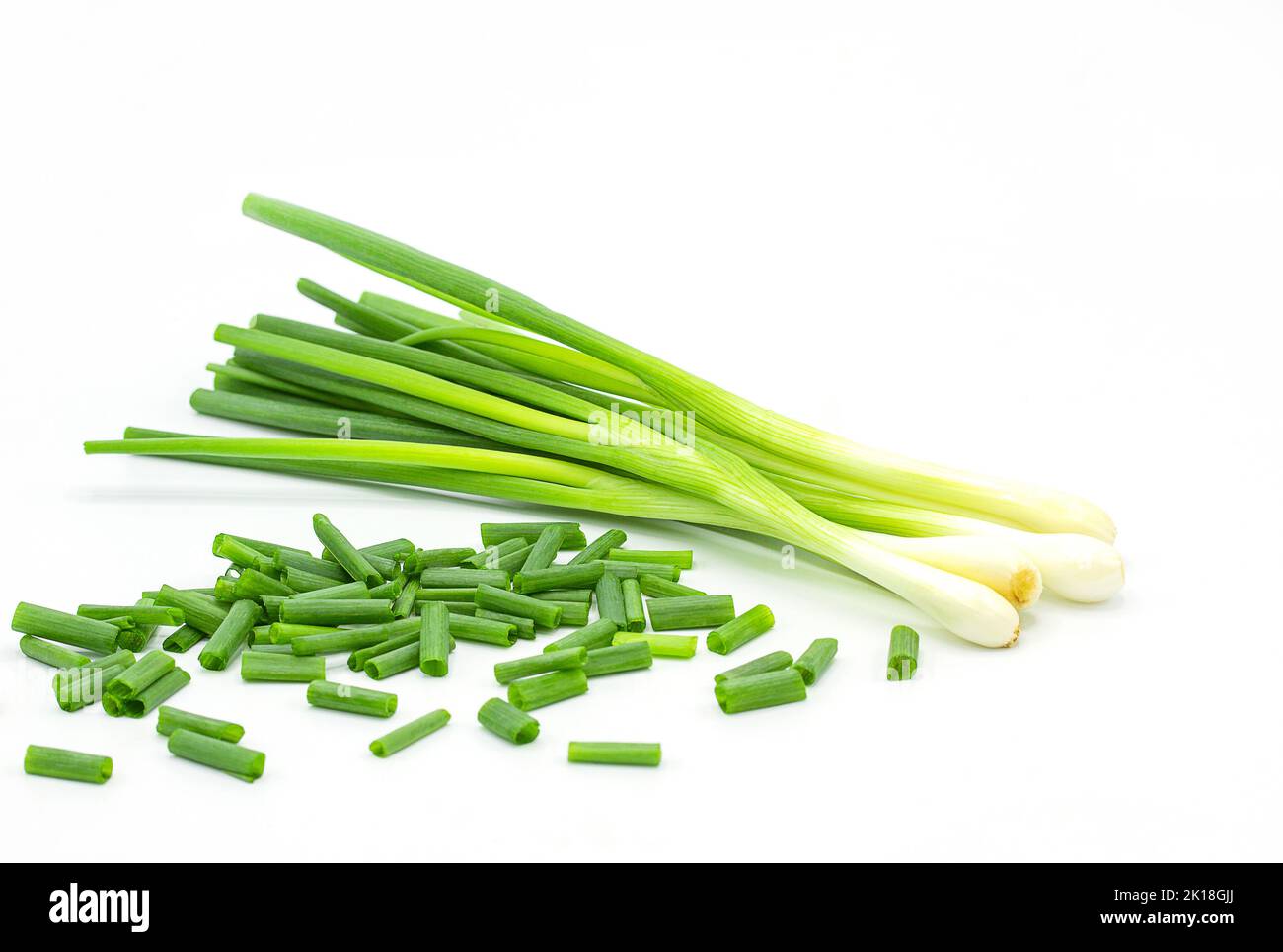 Heap of chopped spring onions isolated on white background Stock Photo ...
