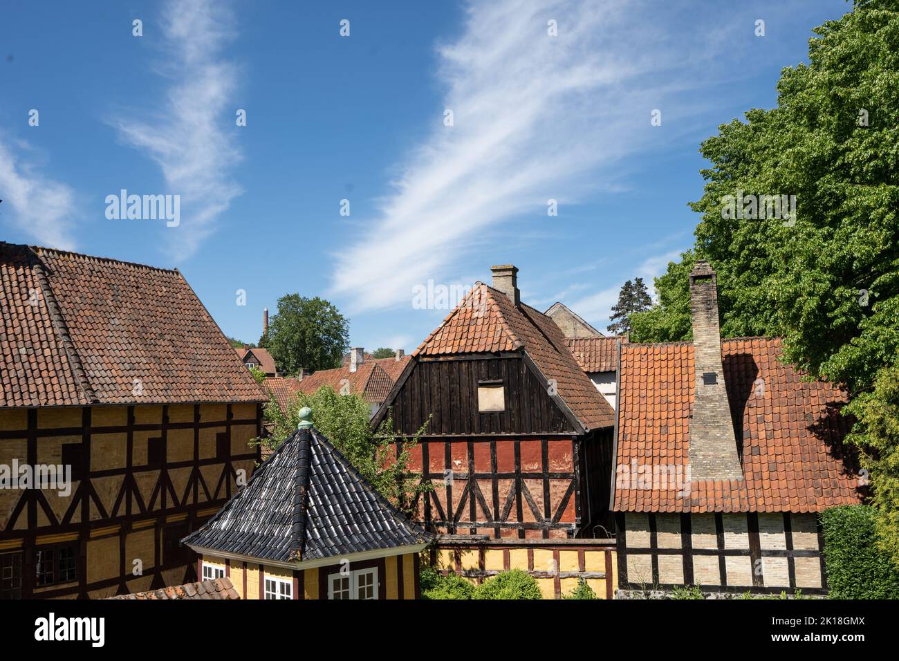 Old buildings in Den Gamle By, outdoor museum in Aarhus, Denmark Stock ...