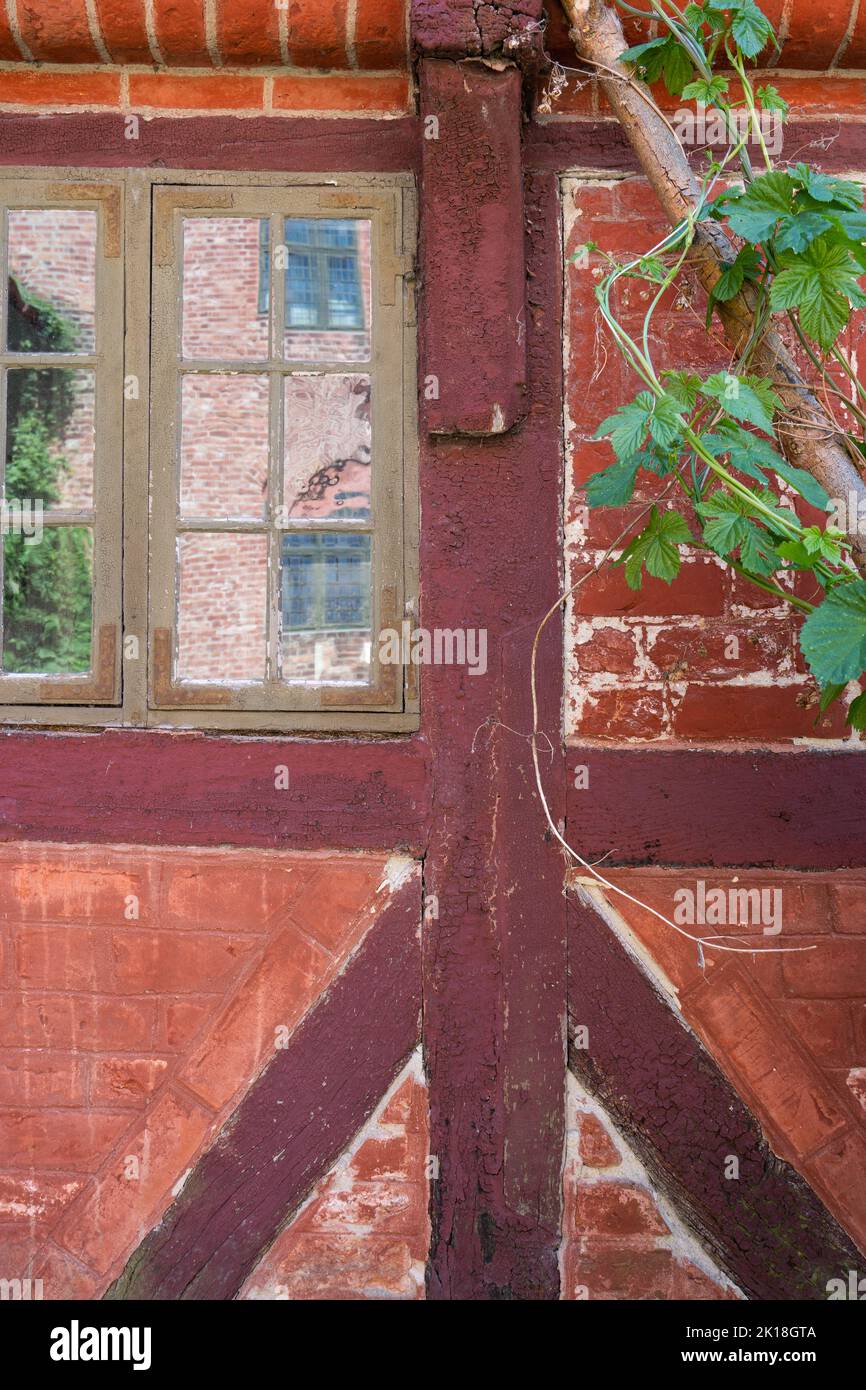 Detail of a window in Den Gamle By, outdoor museum in Aarhus, Denmark ...