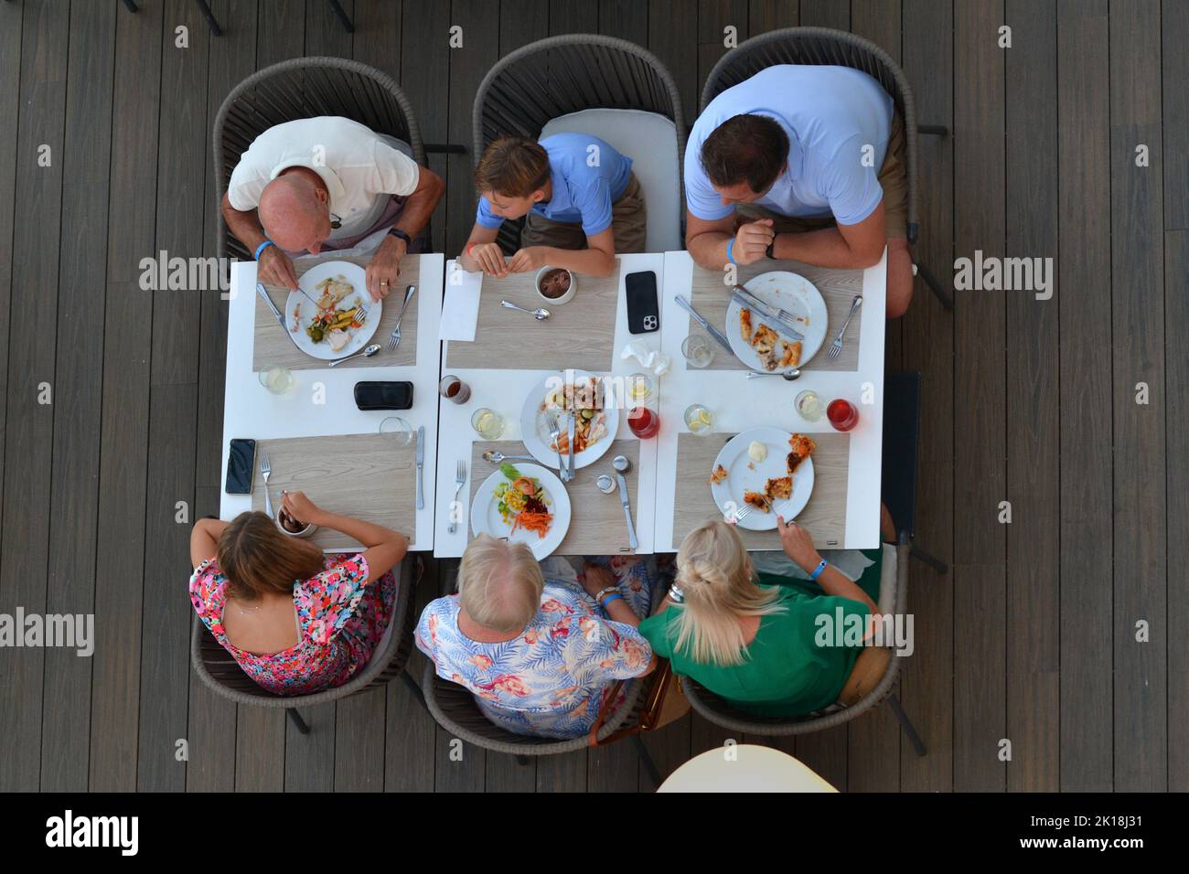 Hotel diners at an al-fresco breakfast from above Stock Photo - Alamy
