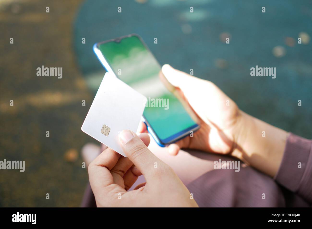 women hand holding credit card and using smart phone shopping online ...