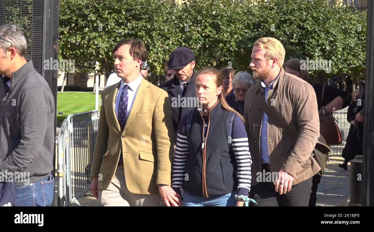 David Beckham outside Westminster Hall, London, after he viewed Queen ...
