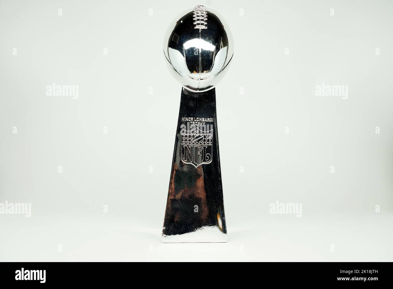 A Super Bowl Vince Lombardi Trophy, Tuesday, March 22, 2022. (Photo by ...