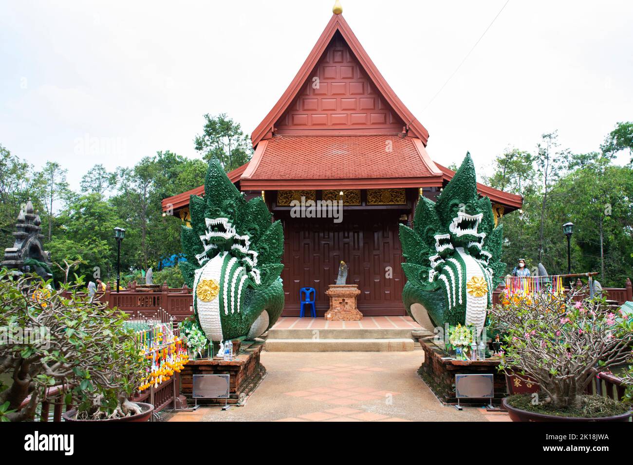 Ancient naga or antique naka statue of Wat Pa Klong 11 temple for thai ...