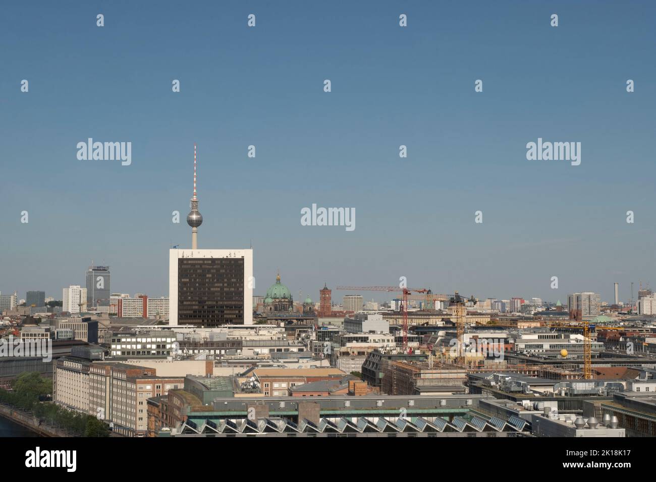 View of Mitte district from glass dome of the Reichstag building ...