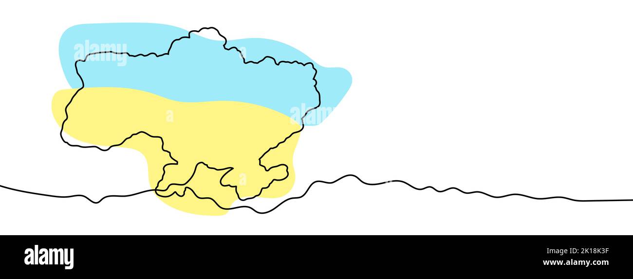 Continuous line drawing of Ukraine map. One line image of Ukraine map ...