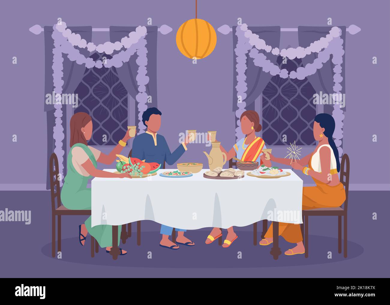 Indian dinner food table Stock Vector Images - Alamy