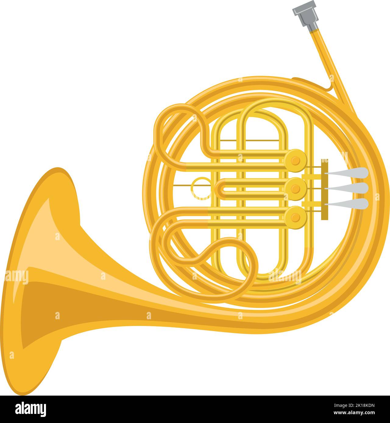 Vector illustration of a french horn in cartoon style isolated on white ...