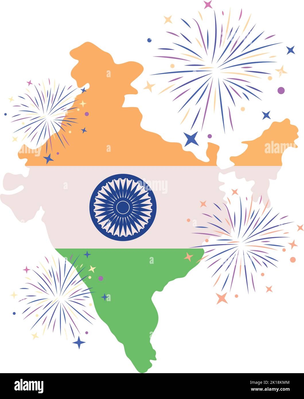 Indian national holiday 2D vector isolated illustration Stock Vector ...