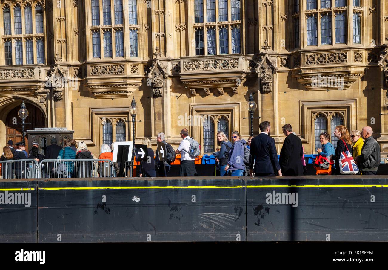 London, UK. 16th Sep, 2022. The Queue entering Parliament. Members of ...