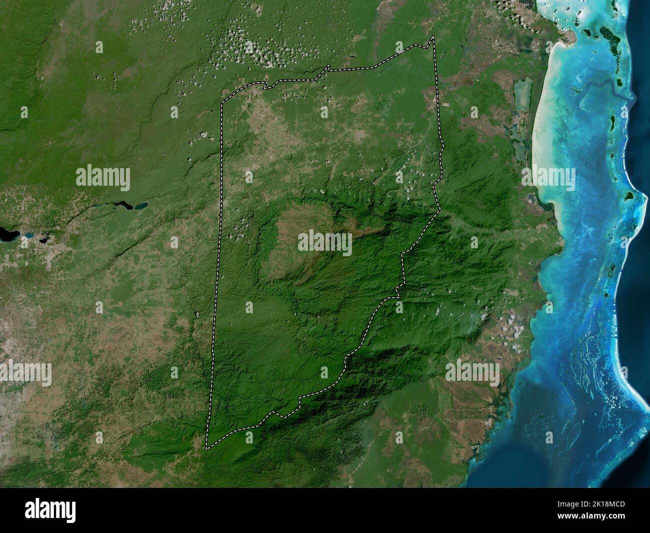 Cayo, district of Belize. High resolution satellite map Stock Photo - Alamy