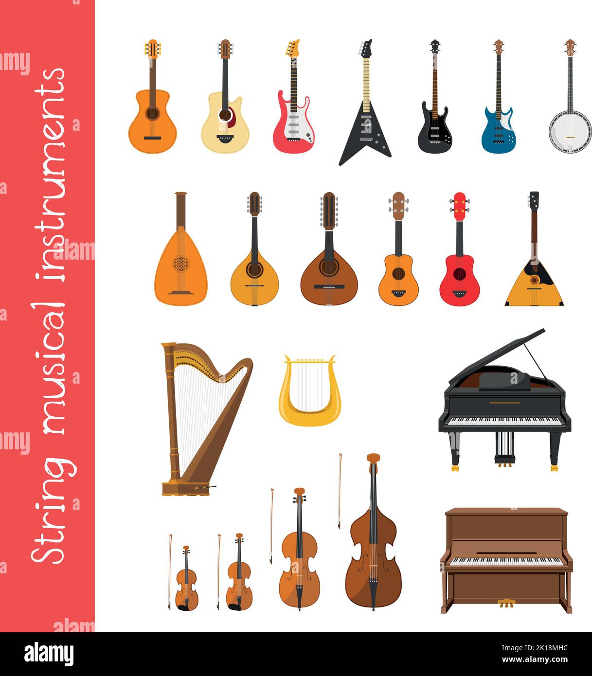 Vector illustration set of string musical instruments in cartoon style ... Vector illustration set of string musical instruments in cartoon style ...