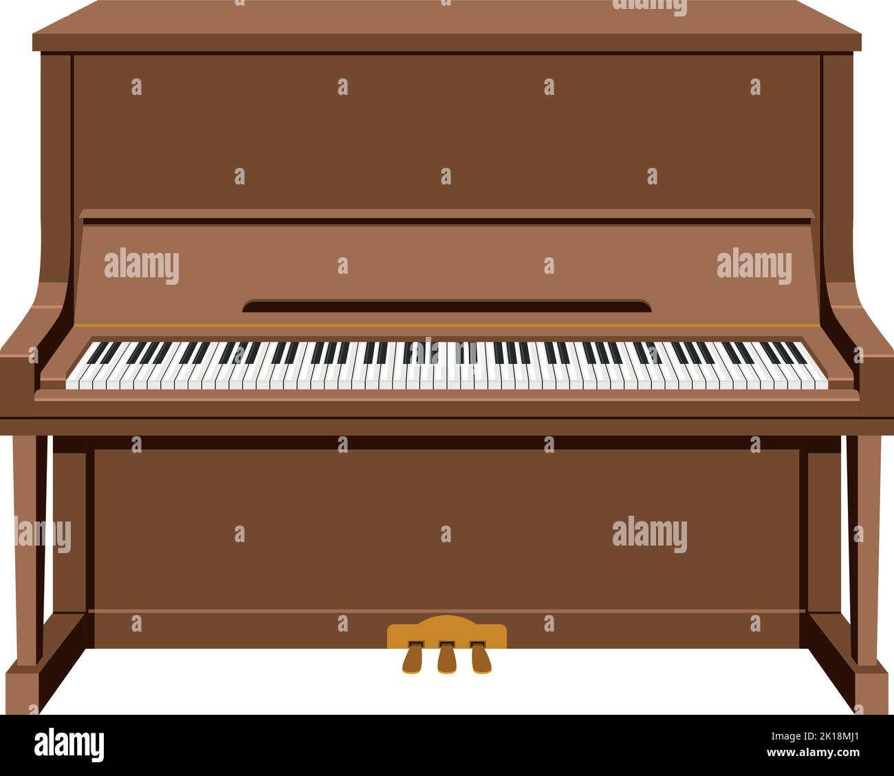Vector illustration of an upright piano in cartoon style isolated on ...