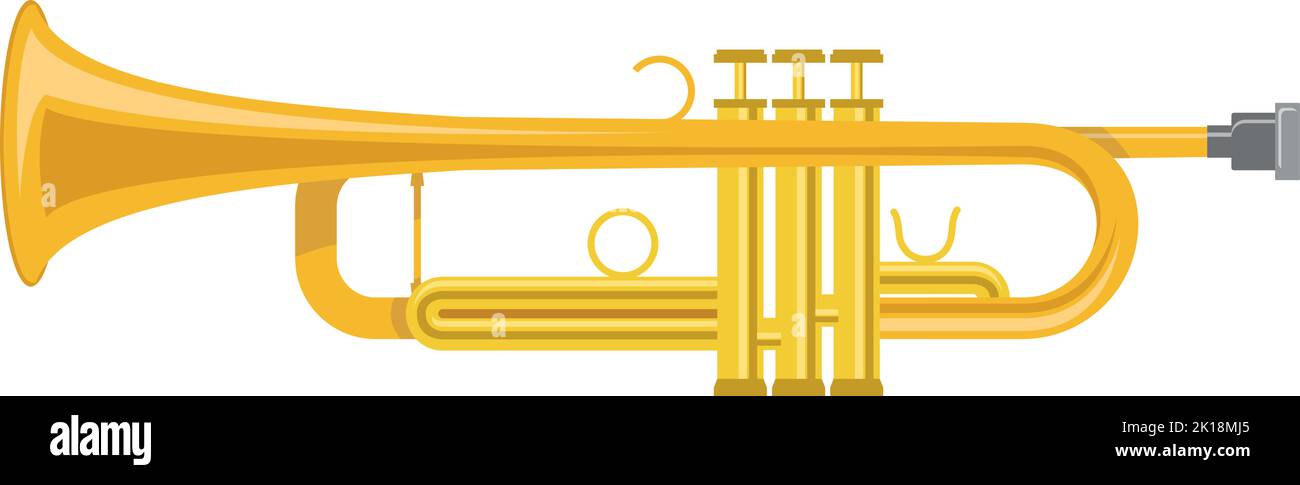 Vector illustration of a trumpet in cartoon style isolated on white ...