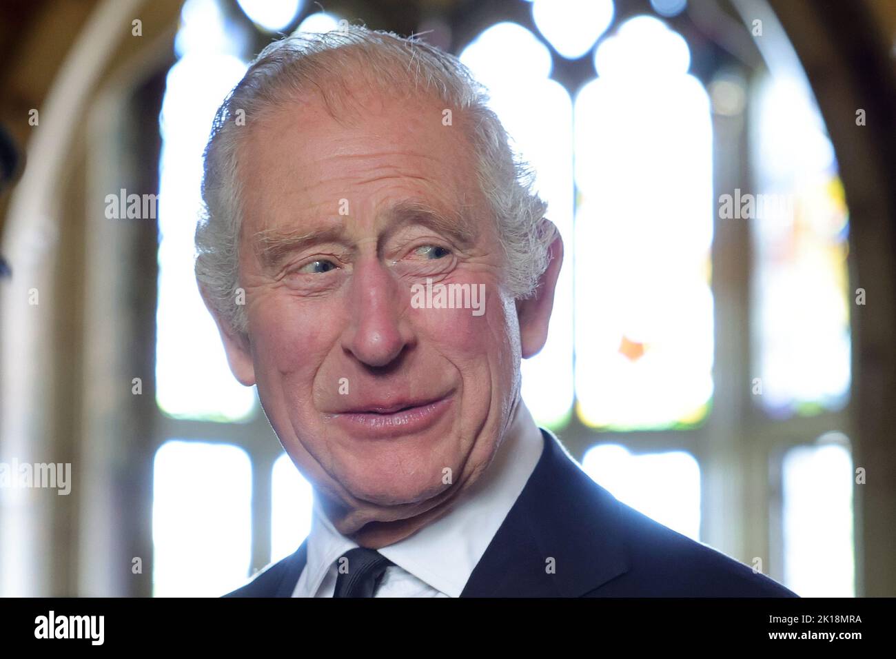 King Charles III during a reception for local charities at Cardiff ...
