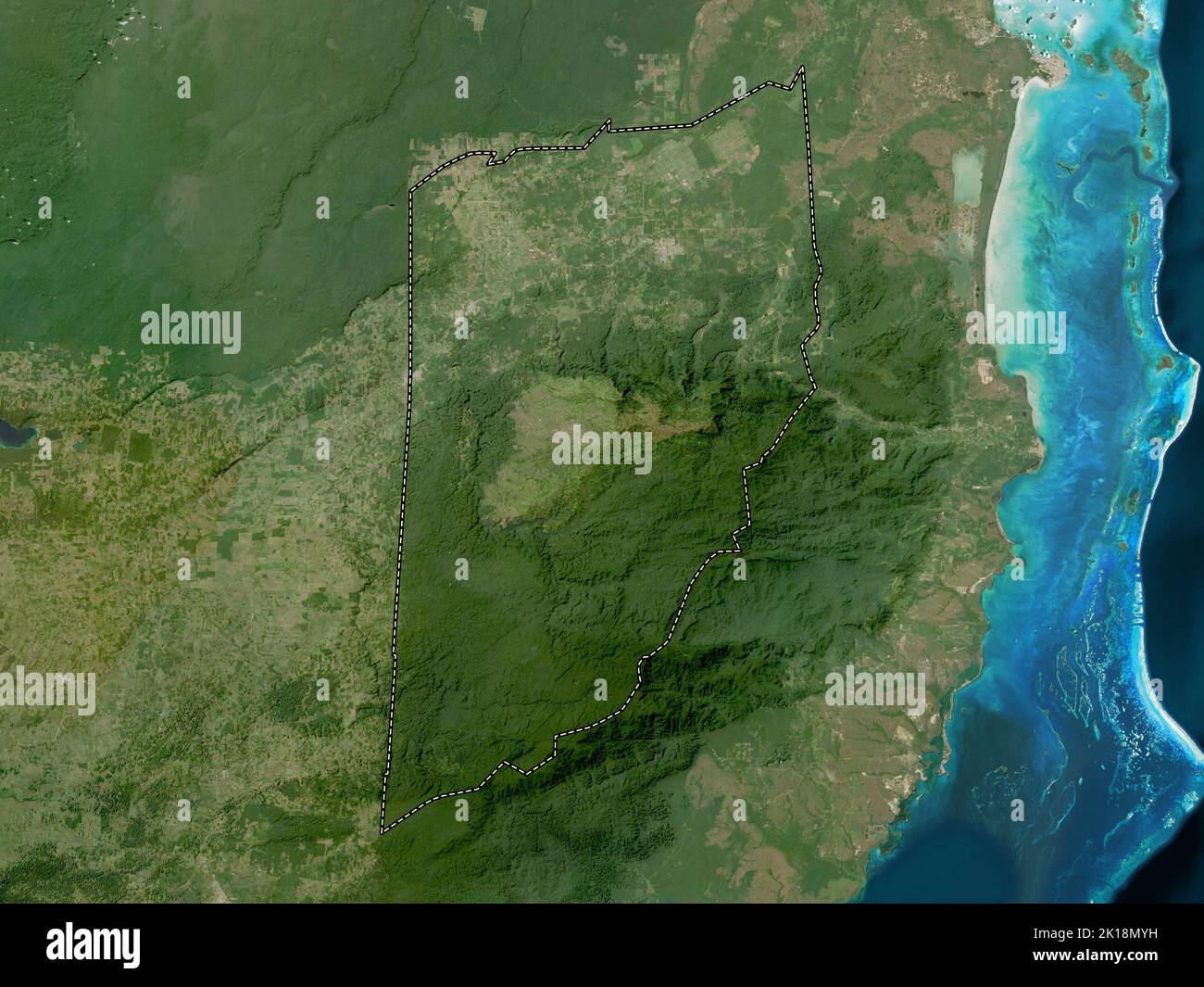 Cayo, district of Belize. Low resolution satellite map Stock Photo - Alamy