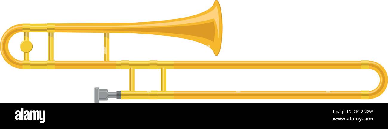 Vector illustration of a trombone in cartoon style isolated on white ...