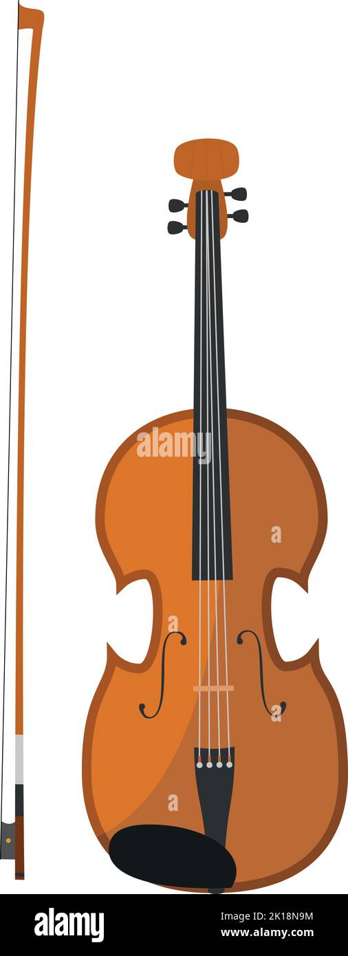 Vector illustration of a violin in cartoon style isolated on white ...