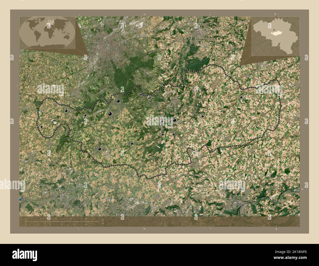 Brabant Wallon, province of Belgium. High resolution satellite map ...