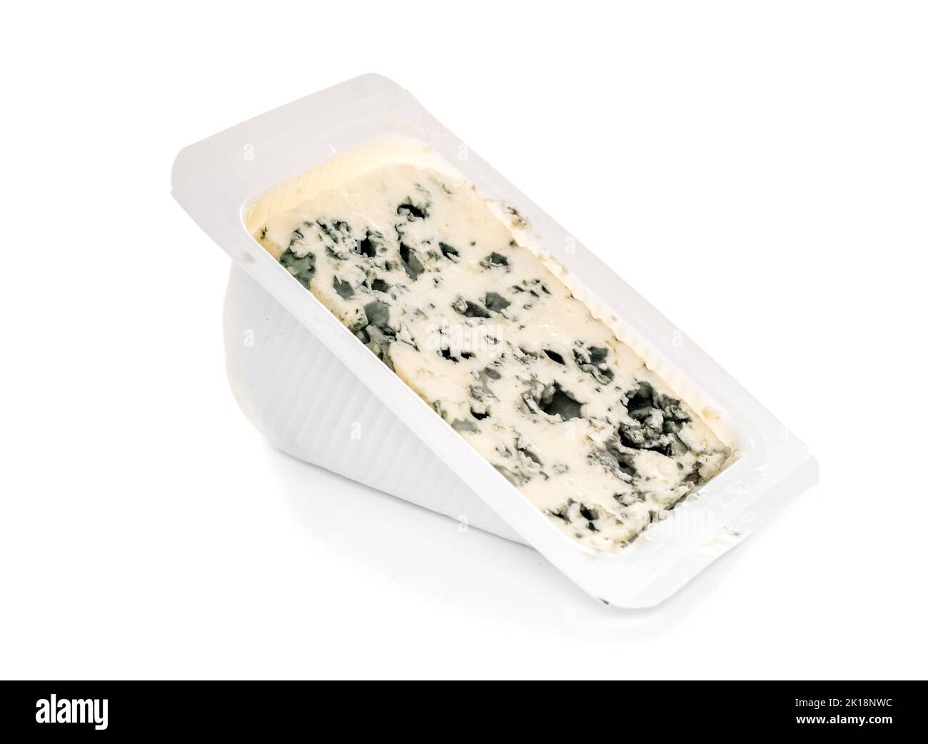 Piece of blue cheese on white Stock Photo - Alamy